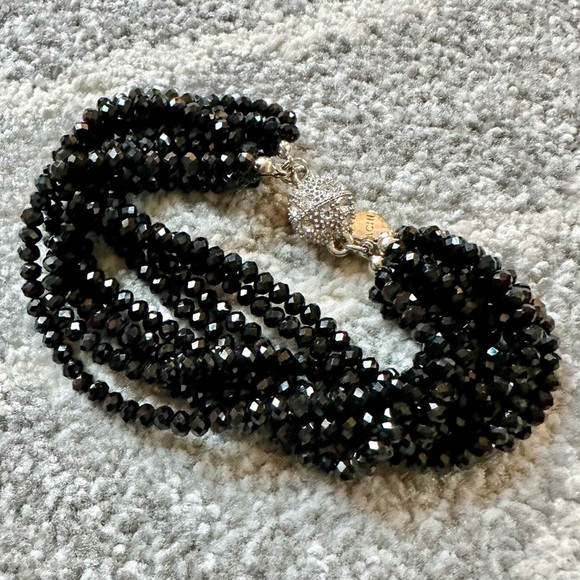 SAACHI | Jewelry | Saachi Black Crystal Multistrand Bracelet W Silver ...